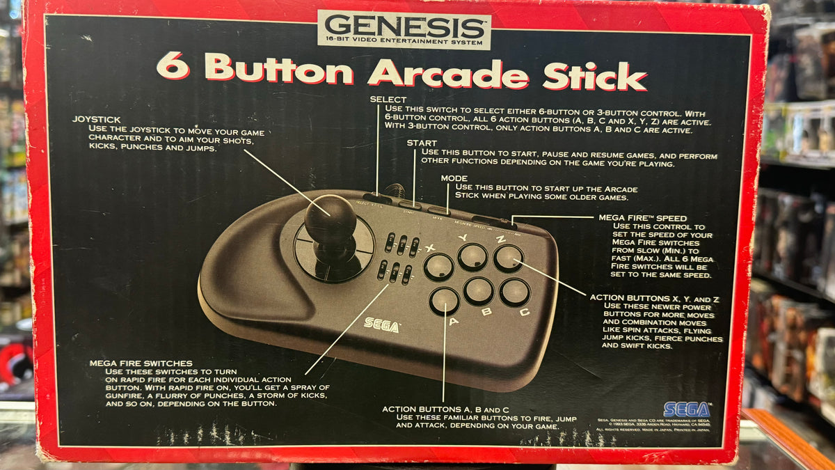 6 Button Arcade Stick (Vintage Sega Genesis)| Bitz & Buttons
