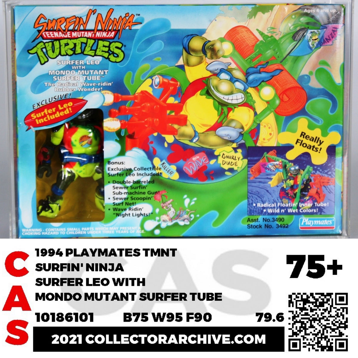 Surfer Leo w/ Mondo Mutant Surfer Tube (TMNT, Playmates) **CAS Graded ...